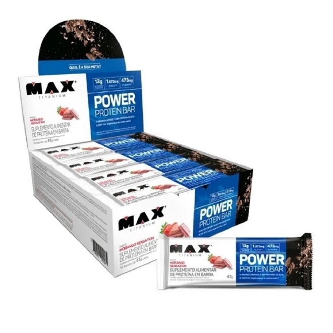 Suplemento em barra Max Titanium Power Protein Bar proteína 492g 12 un