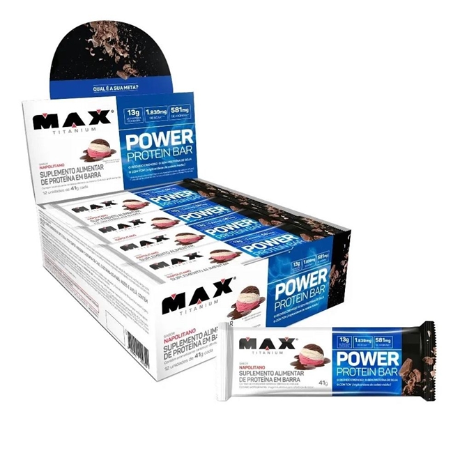 Suplemento em barra Max Titanium Power Protein Bar proteína 492g 12 un