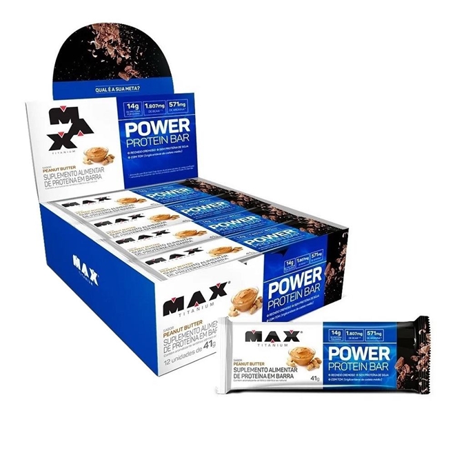 Suplemento em barra Max Titanium Power Protein Bar proteína 492g 12 un