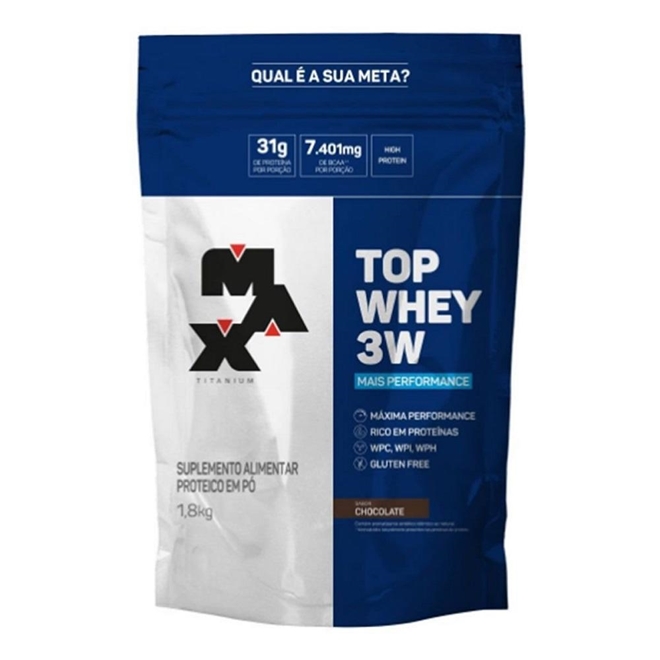 Max Titanium Top Whey 3W proteínas em sachê de 1,8kg