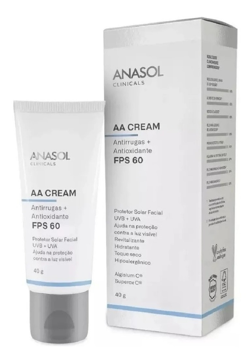 Aa Cream Fps 60 Anasol Clinicals Antirrugas E Antioxidante 40g