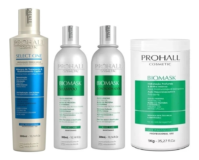 Kit Prohall Progressiva Select One 300ml + Shampoo Biomask 300ml ...